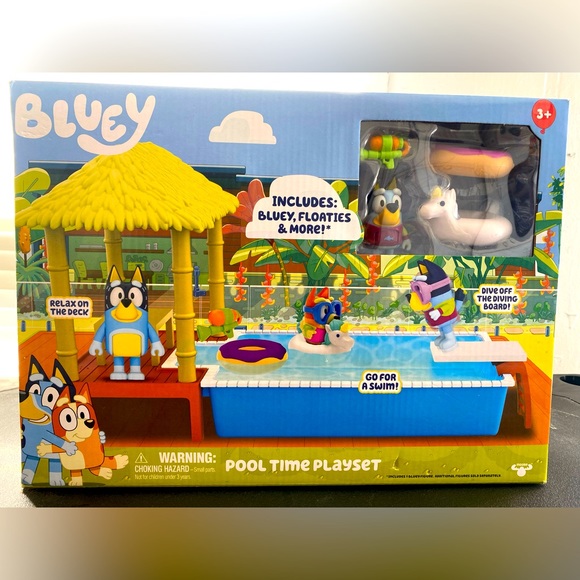 Bluey | Toys | Bluey Pool Playset And Figure 253 Inch Articulated ...